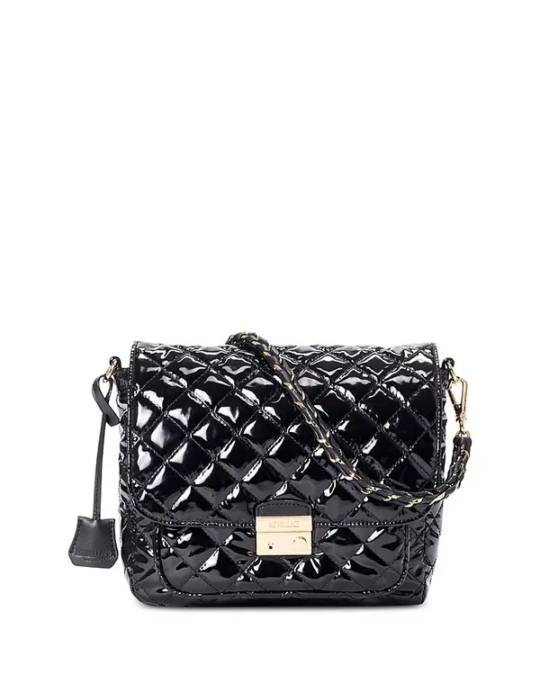 Mz Wallace Crosby Lock Medium Crossbody - Black Lacquer/light Gold