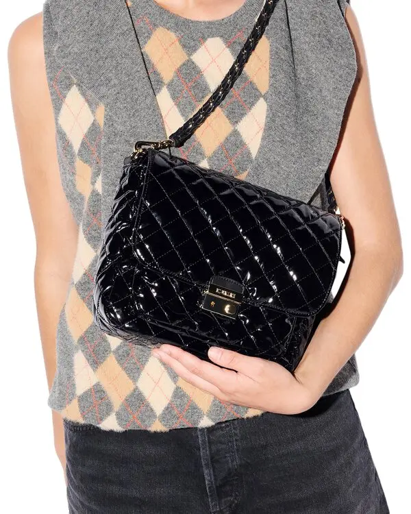 Mz Wallace Crosby Lock Medium Crossbody - Black Lacquer/light Gold
