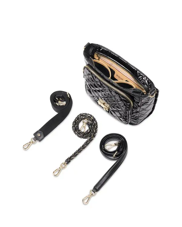 Mz Wallace Crosby Lock Medium Crossbody - Black Lacquer/light Gold