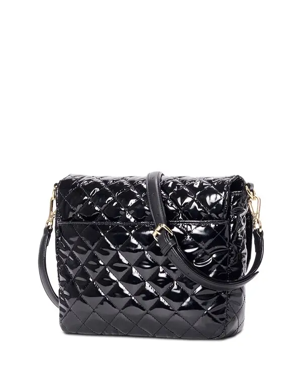 Mz Wallace Crosby Lock Medium Crossbody - Black Lacquer/light Gold