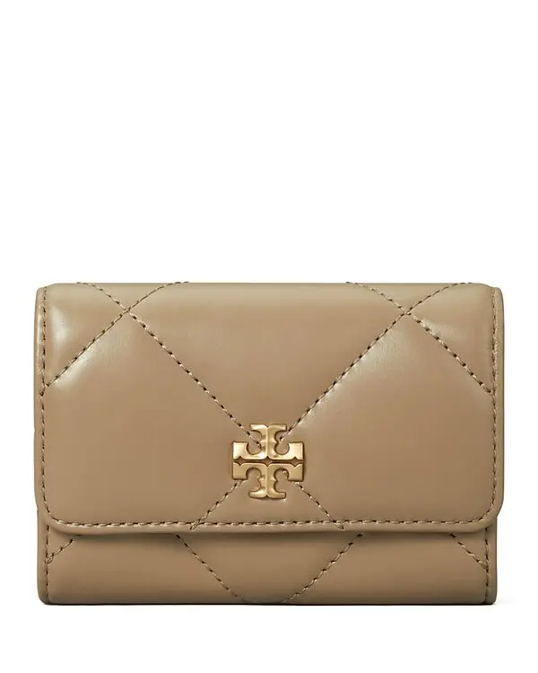 Tory Burch Kira Diamond Quilted Wallet - Taupe Oak/gold