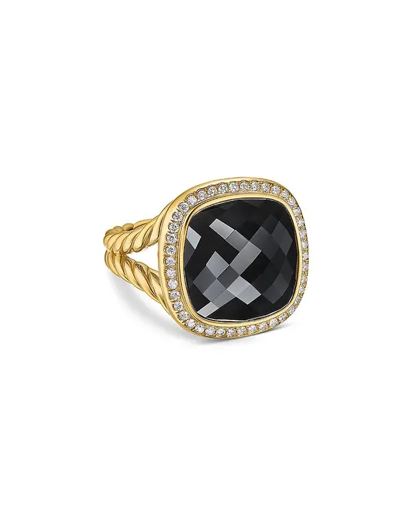 David Yurman Albion Ring In 18k Yellow Gold With Black Onyx And Diamonds - Black Onyx/gold
