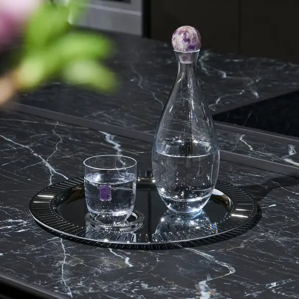ANNA NEW YORK Striations Serving Tray Round - Silver