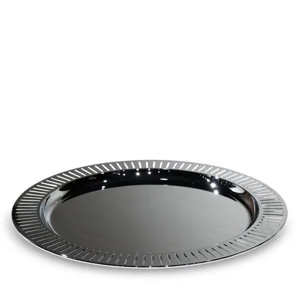 ANNA NEW YORK Striations Serving Tray Round - Silver