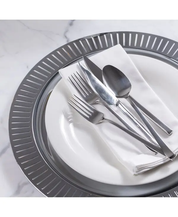 ANNA NEW YORK Striations Serving Tray Round - Silver