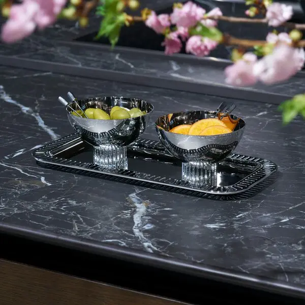 ANNA NEW YORK Striations Nut Bowl - Silver