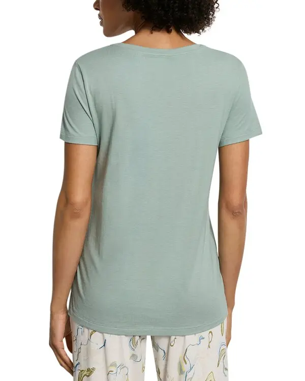 Hanro Sleep & Lounge Short Sleeve V-neck Shirt - Dark Seafoam