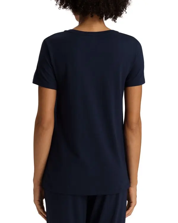 Hanro Sleep & Lounge Short Sleeve V-neck Shirt - Deep Navy