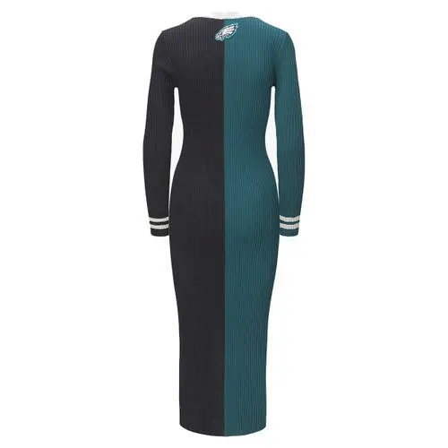 Staud Black Philadelphia Eagles Shoko Knit Button-up Sweater Dress
