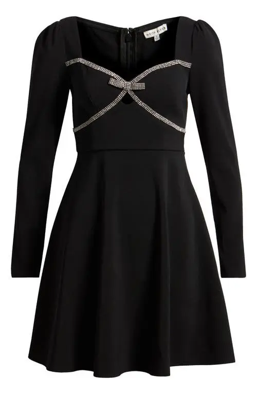 Moon River Rhinestone Bow Mini Dress - Black | Editorialist