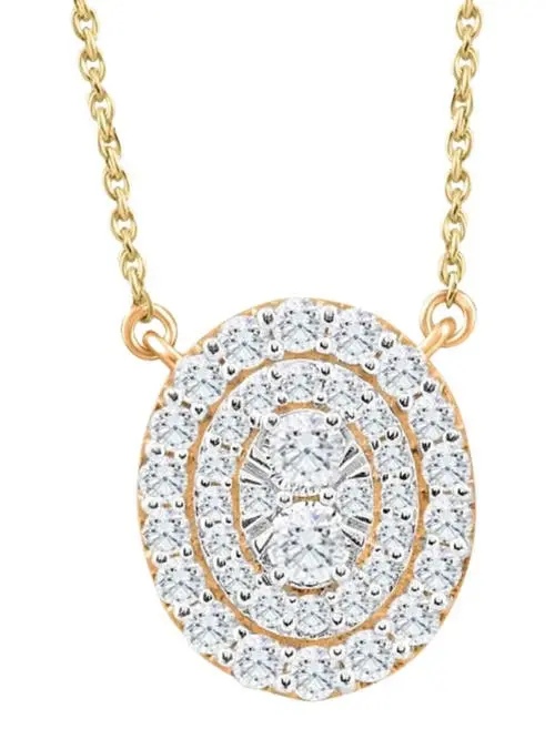 BLISS DIAMOND 85ct Oval Diamond Halo Pendant Necklace - 10k Yellow Gold