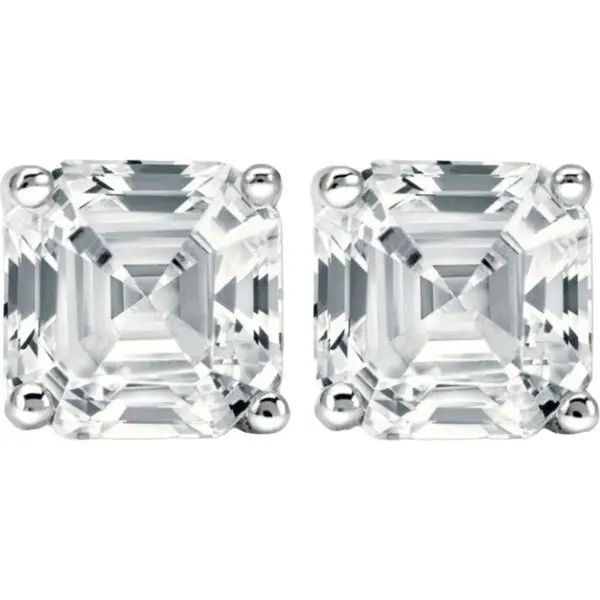 BLISS DIAMOND 3.00ct Asscher Cut Lab Grown Diamond Stud Earrings - 14k White Gold