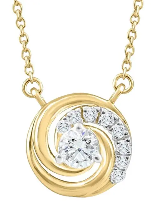 BLISS DIAMOND 1/4ct Tw Round Lab Grown Diamond Pendant Necklace - 10k Yellow Gold