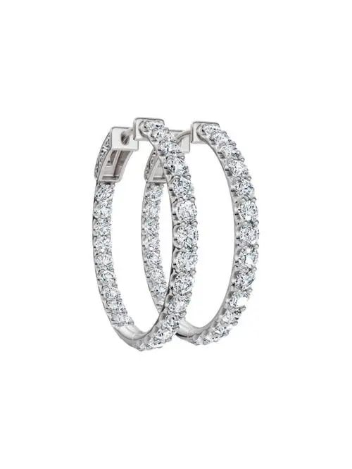 BLISS DIAMOND 3ct Lab Grown Diamond Hoop Earrings - 10k White Gold