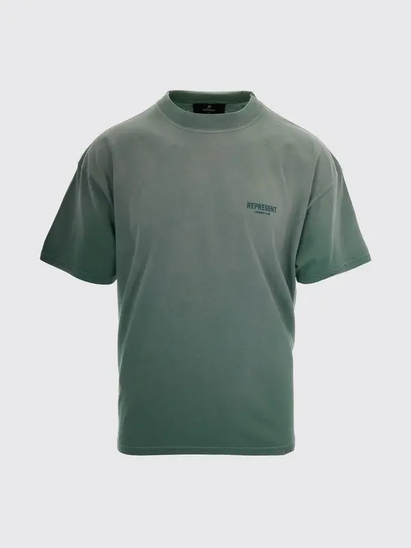 REPRESENT Crew Neck Cotton T-shirt With Contrast Logo - Green