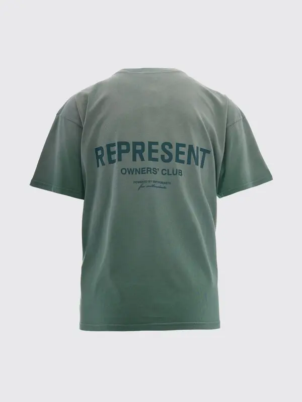 REPRESENT Crew Neck Cotton T-shirt With Contrast Logo - Green