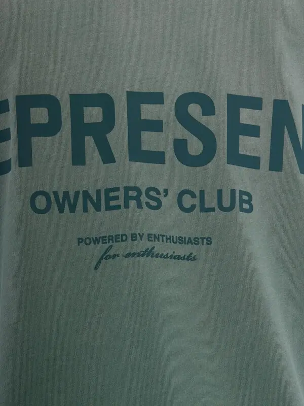 REPRESENT Crew Neck Cotton T-shirt With Contrast Logo - Green