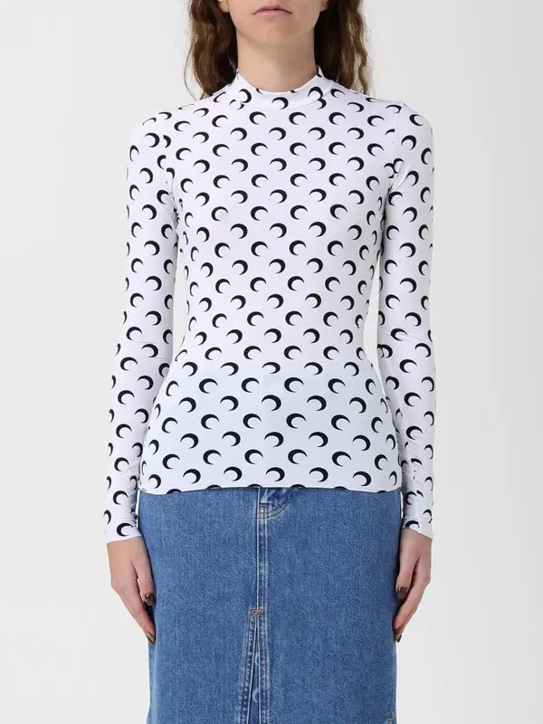 MARINE SERRE Moonprint Long Sleeve Top - White