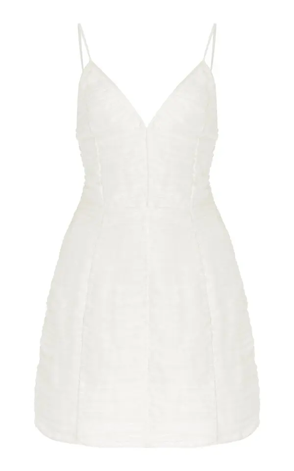 MORE NOIR Mona Ruched Cotton-silk Voile Mini Dress - White