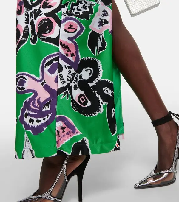 AREA Halterneck Embellished Printed Gown