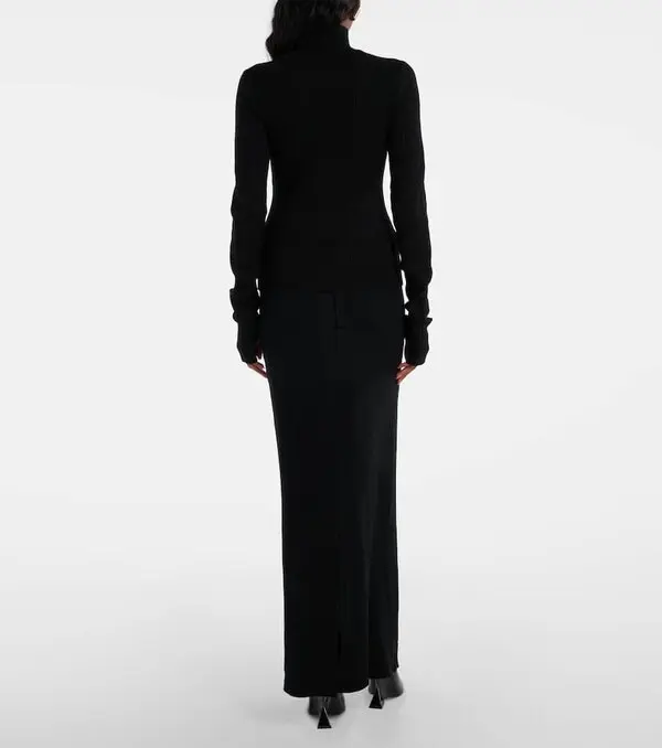 DIDU Cutout Ribbed-knit Turtleneck Top