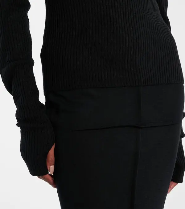 DIDU Cutout Ribbed-knit Turtleneck Top