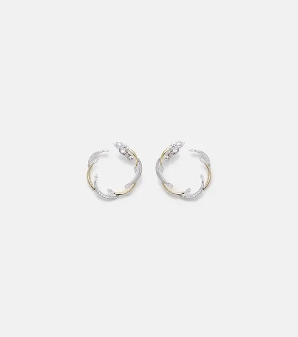 Yeprem En Strada' 18kt Yellow And White Diamond Hoop Earrings - Gold