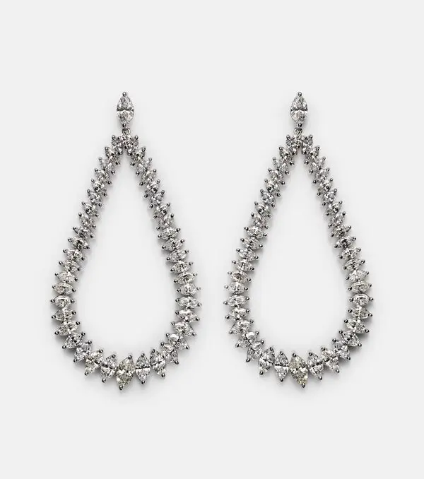 ANITA KO Swing 18kt White Gold Drop Earrings With Diamonds - Silver