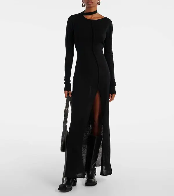 DIDU Knit Cutout Turtleneck Maxi Dress
