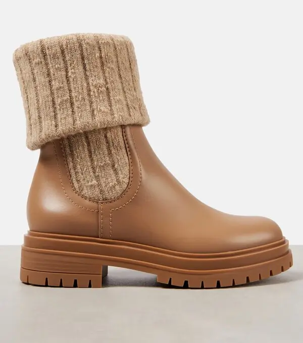GIANVITO ROSSI Tenney Leather Chelsea Boots - Beige