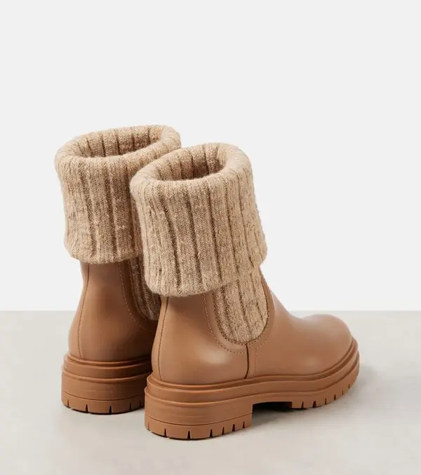GIANVITO ROSSI Tenney Leather Chelsea Boots - Beige