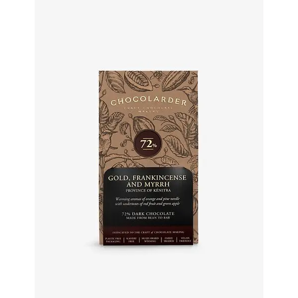 CHOCOLARDER Gold, Frankincense And Myrrh 72% Dark Chocolate Bar 70g