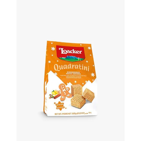 LOACKER Quadratini Crispy Gingerbread Flavoured-cream Filled Wafer Cubes 250g