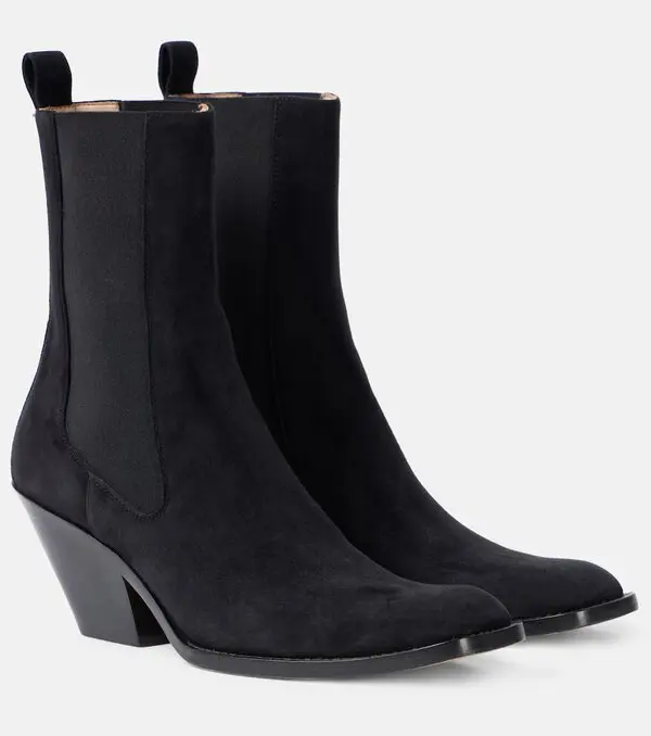 Khaite Austin 60 Suede Ankle Boots - Black