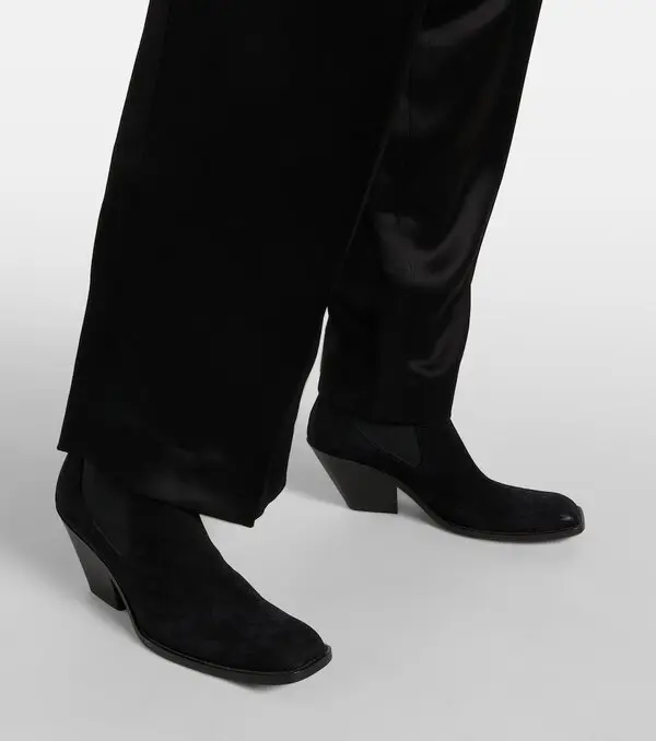 Khaite Austin Suede Ankle Boots - Black