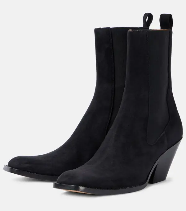 Khaite Austin Suede Ankle Boots - Black