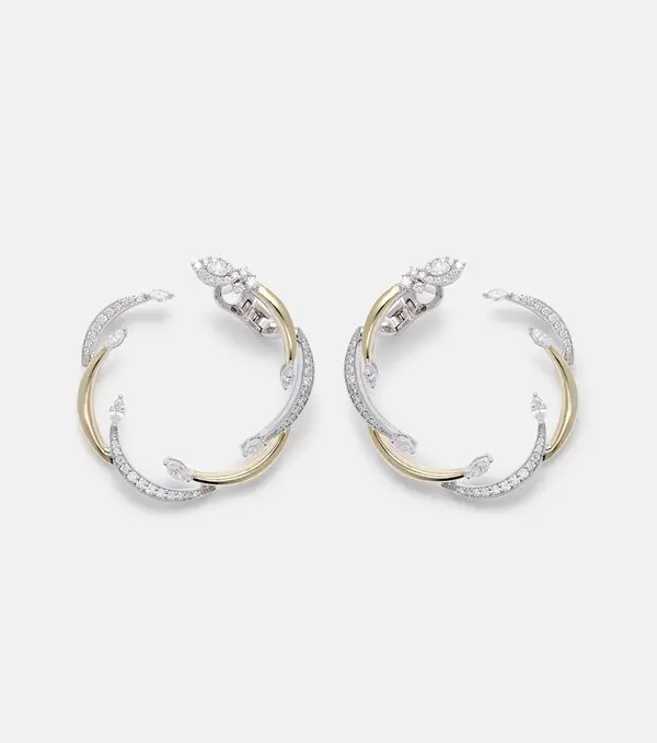 Yeprem En Strada 18kt Yellow And White Diamond Hoop Earrings - Gold