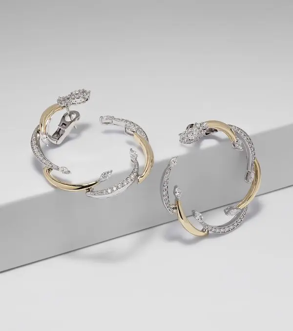 Yeprem En Strada 18kt Yellow And White Diamond Hoop Earrings