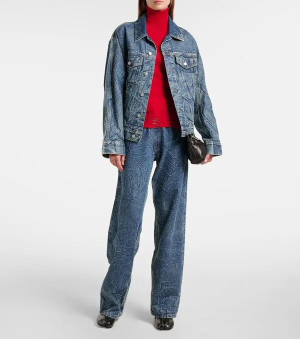 MAISON MARGIELA Distressed Wool-blend Turtleneck Sweater - Red