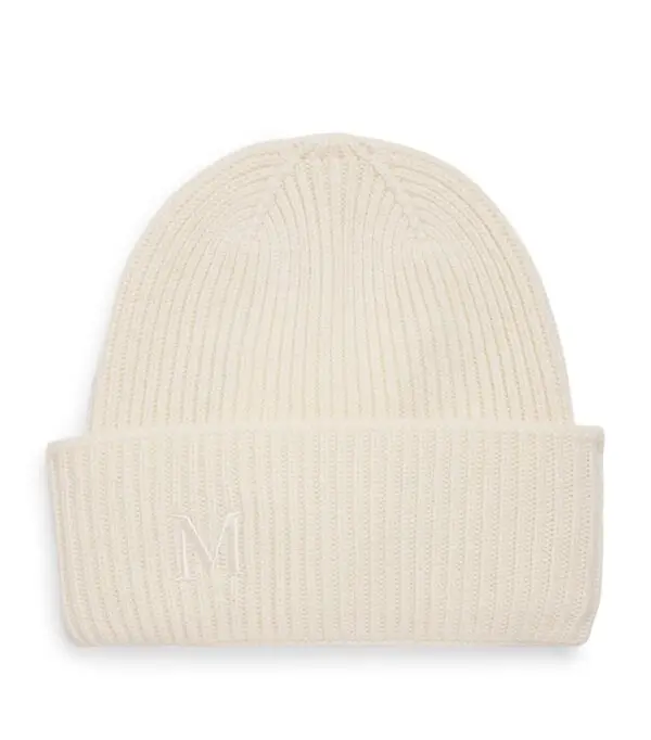 Max Mara Cashmere Embroidered Beanie - White