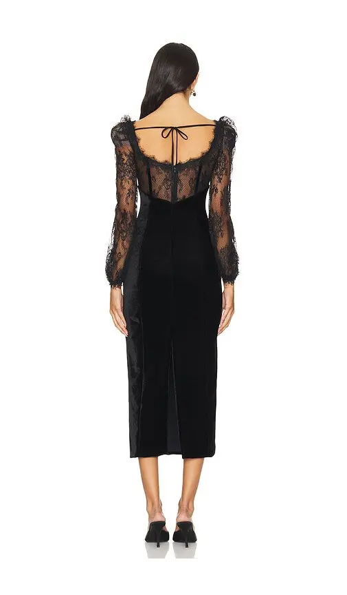 Lace And Velvet Midi Dress