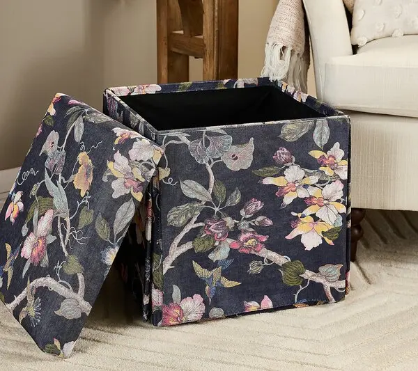 HOME REFLECTIONS Printed Foldable Square Storage Ottoman