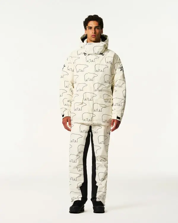 Perfect Moment Max Down Parka Jacket - White-black-bear-print