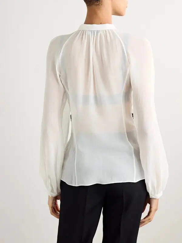 Gabriela Hearst Yately Lace-trimmed Silk-chiffon Blouse