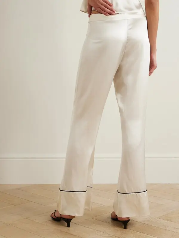 Kiki De Montparnasse Piped Silk-charmeuse Wide-leg Pants