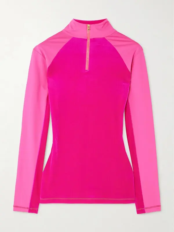 Bogner Milu Stretch-velour And Shell Turtleneck Top