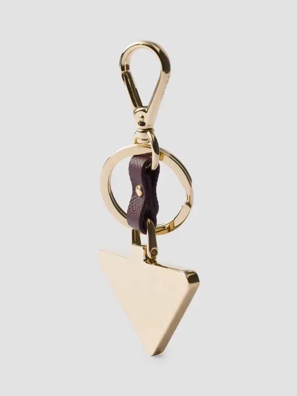 Prada Saffiano Leather And Metal Keychain