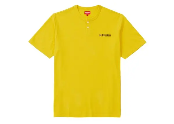 Supreme Pique Short Sleeve Henley - Yellow