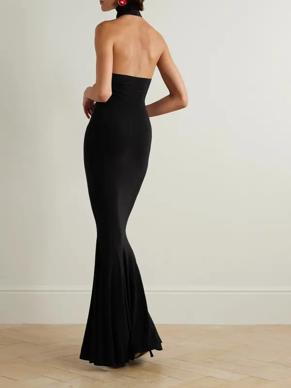 Norma Kamali Stretch-jersey Halterneck Gown