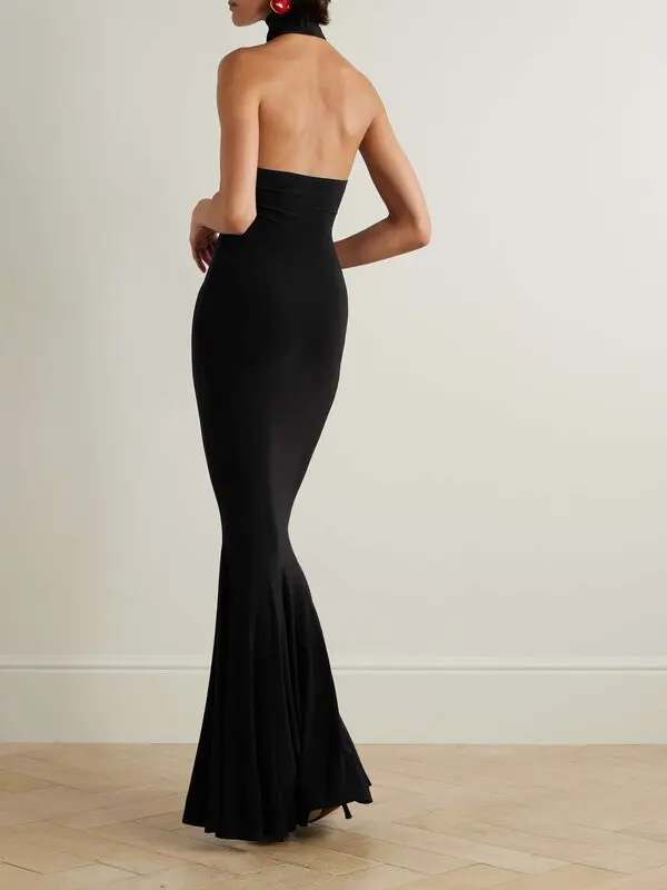 Norma Kamali Stretch-jersey Halterneck Gown